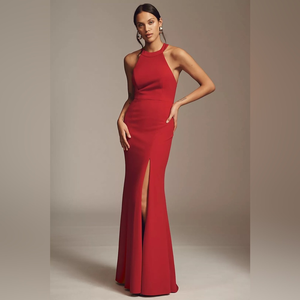 New Bhldn Lennox Halter Open-Back Side-Slit Stretch C… - Gem